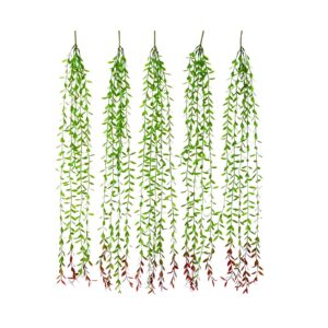 5pcs artificial vines, fake greenery garland willow leaves, hanging ivy garland for wedding party home garden wall backdrops decor