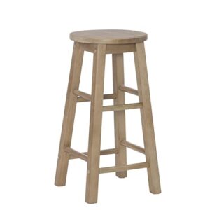 linon zeke grey wash 24" counter stool with round seat