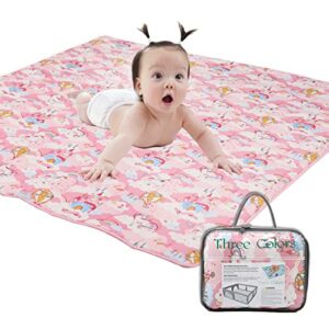 three colors play mat for baby, baby mat for floor, playmat for babies, 50x50 play mat for playpen, soft & skin-friendly cotton fabric, non-slip foldable activity girl playpen mat