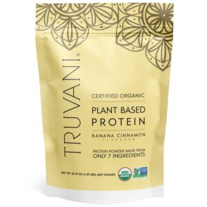 truvani vegan pea protein powder | banana cinnamon | 20g organic plant based protein | 20 servings | keto | gluten & dairy free | low carb | no added sugar