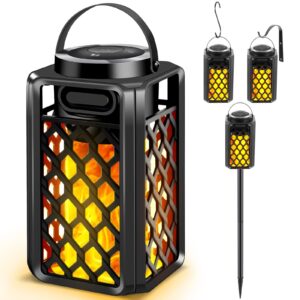 outdoor bluetooth speaker,wireless bluetooth speaker with torch light,ip65 waterproof led flame atmosphere lantern speaker for party garden camping patio men women couples dads moms