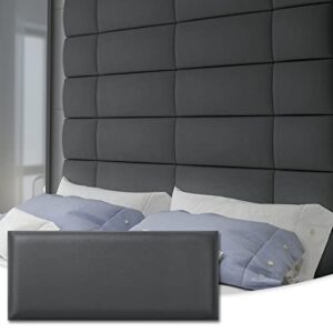 art3d adjustable wall mounted upholstered headboard for king, twin, full and queen, reusable and removable padded wall panels, interchangeable bed panels in black (6 panels, 9.84" x 23.6")