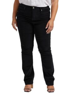 jag jeans women's plus size ruby mid rise straight leg pants, black, 14 plus