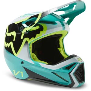 fox racing v1 motocross helmet, leed teal, medium