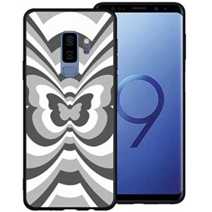 zaztify phone case for samsung galaxy s9 plus, grey butterfly tunnel center coffee latte valentine color block cute pattern shockproof protective anti-slip slim soft cover shell