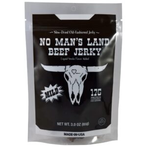 no man’s land mild beef jerky high protein low calorie low carb beef snack 3.0oz bag