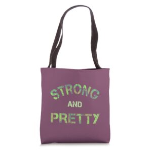 funny strong and pretty health trainer camouflage teach p.e tote bag