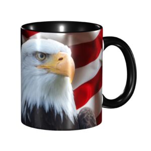 yamegoun eagle usa flag funny coffee mug 11oz - ceramic novelty tea cup gifts for office and home kitchen microwave safe