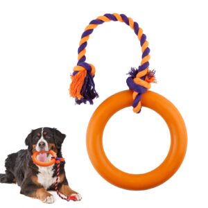 petleso dog chew toys rubber ring dog rope toy, dog rubber toy with rope for aggressive chewers, large