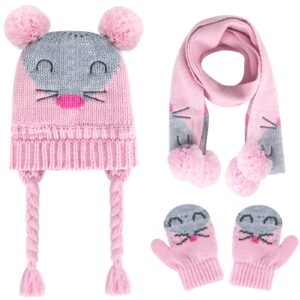 hicdaw toddler winter hat scarf gloves set baby winter hat knit beanie hat polar fleece warm hat cap for 1-4 years old kid boys girls