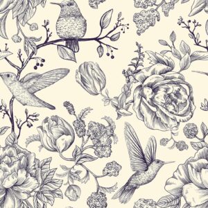 chihut purple birds floral wallpaper peel and stick vintage peony floral leaf removable wallpaper waterproof floral contact paper for cabinets shelf lines self adhesive birds wallpaper 17.7”x100”