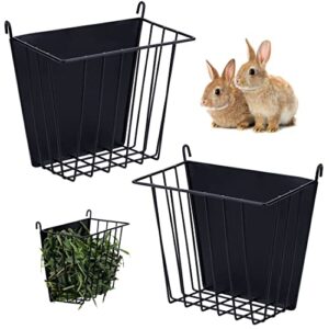 jezmozo pet hay feeder for rabbit guinea pigs chinchilla bunny small animal basket with hook metal holder (2 pieces)