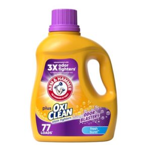 arm & hammer plus oxiclean odor blasters fresh burst, 77 loads liquid laundry detergent, 100.5 fl oz