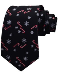 branduce black christmas ties for men snowflake pattern festival theme necktie silk woven xmas tie for holiday party (ta03-20)