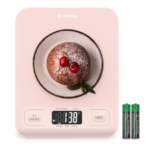 etekcity food kitchen scale, digital grams and ounces for weight loss, baking, cooking, keto and meal prep, lcd display, medium, pink