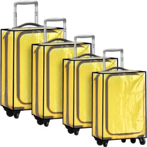 jexine 4 pcs clear pvc suitcase cover protectors 4 sizes transparent travel luggage protector thicken luggage cover 18/20/ 24/28 inches suitcase covers for luggage