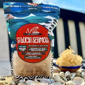 eda organics raw st lucia sea moss bulk bag - raised by hand on clean caribbean coastlines - harvested by local st lucian farmers - makes over 180oz+ of seamoss gel (13 jars!) - an authentic dr sebi superfood (8oz bulk bag)