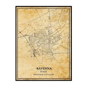 tanokcrs ravenna italy wall art vintage print poster map artwork travel souvenir gift home decor 9x11 inches unframed