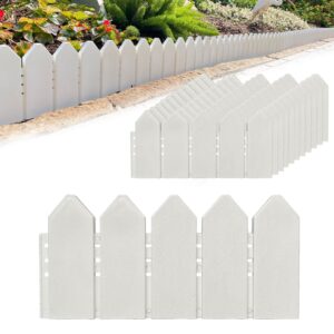 arryntheon landscape edging kit 6.7 in tall decorative double-sided wood-look fence garden border, flower bed edging with 30 anchoring spikes, 13.9 foot kit (white)