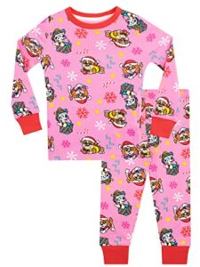 paw patrol girls' christmas pajamas pink 7