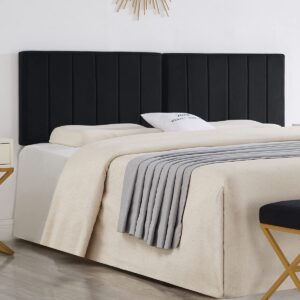 24kf black wall mounted vertical channel design king headboard, soft comfortable velvet padded king/ca king size headboard-6036-k-black