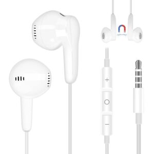 anlinkshine 3.5mm wired in-ear gaming earphones, headset with microphone and volume control, stereo earbuds compatible with xbox series x, series s, xbox one, ps5, ps4, switch (white)