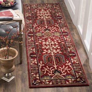 safavieh antiquity collection runner rug - 2'3" x 12', red & multi, handmade traditional oriental wool, ideal for high traffic areas in living room, bedroom (at64a)