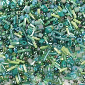 niziky 1000pcs mixed glass seed beads, 1.5-4.5mm green tube loose glass bugle beads for jewelry making, bracelet making