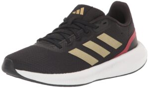 adidas men's run falcon 3.0 shoes sneaker, core black/gold metallic/better scarlet, 8