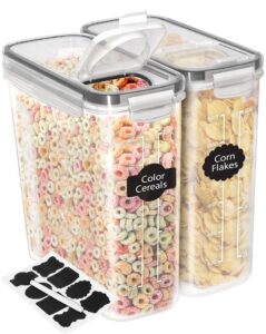 utopia kitchen cereal containers storage - liter airtight food storage containers & cereal dispenser for pantry organization and storage (clear, 4 liter pack of 2)