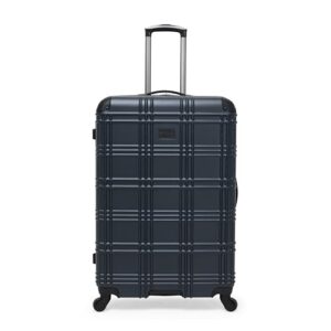 ben sherman nottingham lightweight hardside 4-wheel spinner travel luggage, naval, 28-inch checked