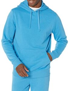 amazon essentials men's lightweight long-sleeve french terry hoodie, turquoise blue, medium