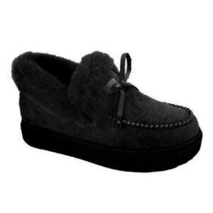 zbyy women's winter flat boots warm durable shoes fur lining ankle snow boots flats platform thick plush walking loafer