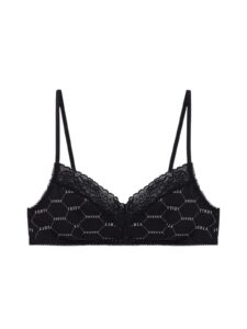 savage x fenty, women's, cotton essentials bralette, cotton, unlined bralette, black caviar logo print, m