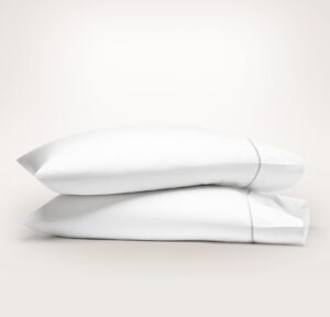 boll & branch signature embroidered pillowcase set - king, white/shore - soft, luxury 100% organic cotton - 2 pillowcases - hand-finished embroidery