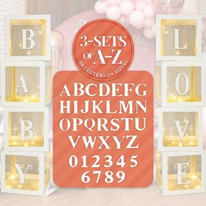 sratte balloon box with letters and numbers clear blocks boxes with led lights for shower party decorations birthday wedding graduation party supply, no balloons(white, warm white,8 pcs)