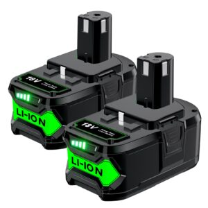 turpow upgraded 6.5ah replacement for ryobi 18v lithium battery, compatible with ryobi 18 volt one+ plus p107 p108 p102 p103 p104 p105 p109 p122 cordless power tools for ryobi 18v battery 2packs