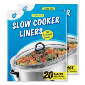 40 counts slow cooker liners and cooking bags, extra large size fits 6-10qt pot, 14"x 22", bpa free, suitable for oval & round pot -2 pack