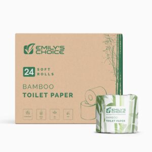 emily's choice bamboo toilet paper, 24 soft rolls, 3-ply, 200 sheet per roll, tree free product, 100% bamboo pulp, soft, tcf