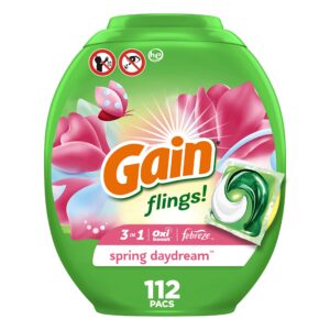 gain flings laundry detergent soap pacs he compatible 112 ct long lasting scent spring daydream