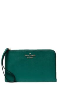 kate spade new york women's staci medium l-zip wristlet (deep jade)