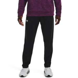 under armour men's armour fleece pants, (001) black / / white, large