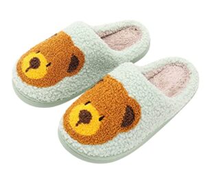 tyflove teddy bear slippers for women/men/kids smiley face house slippers warm cozy plush slip-on slippers soft fuzzy slippers