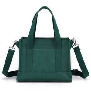 minkars mini tote bag for women nylon crossbody purse, dark green 9”