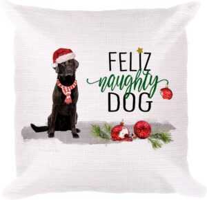 studio 9thirty3 feliz naughty dog black lab linen christmas pillow cover only