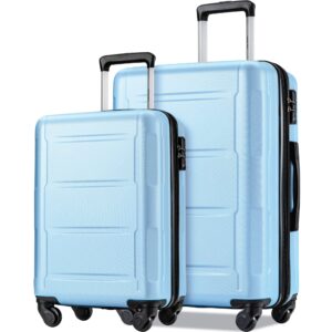 merax luggage sets 2 piece carry on luggage suitcase sets of 2, hard case luggage expandable with spinner wheels (baby blue 2-piece (20/28))