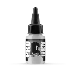 monument hobbies 045-pro acryl bright neutral grey acrylic model paints for plastic models - miniature painting, no-clog cap, comes loaded with glass agitator