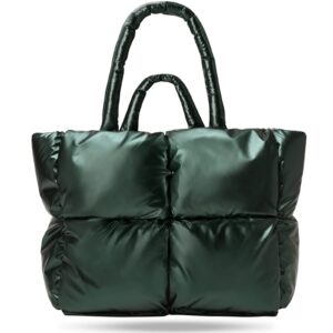 puffer tote bag, extra large luxury bags for women unicloud puffy shoulder quilted handbag woven underarm designer