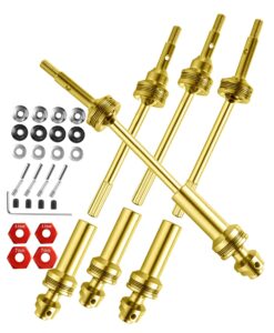 rcarmumb cvd upgrades part for 1/10 rustler vxl 4x4,stampede vxl 4x4,slash vxl 4x4 platinum ultimate,hoss vxl 4x4 4wd rc, alloy front rear stainless steel #45 axle with red hex,gold