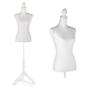 dress form mannequin torso, female sewing bust manikin body, pinnable dressmaker form with stand for display, clothing design, white